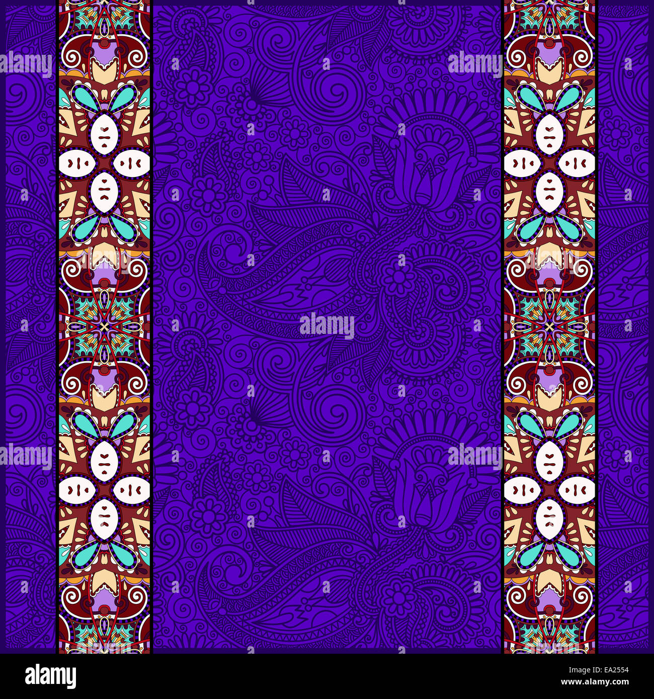 lace border stripe in ornate floral violet colour background Stock ...