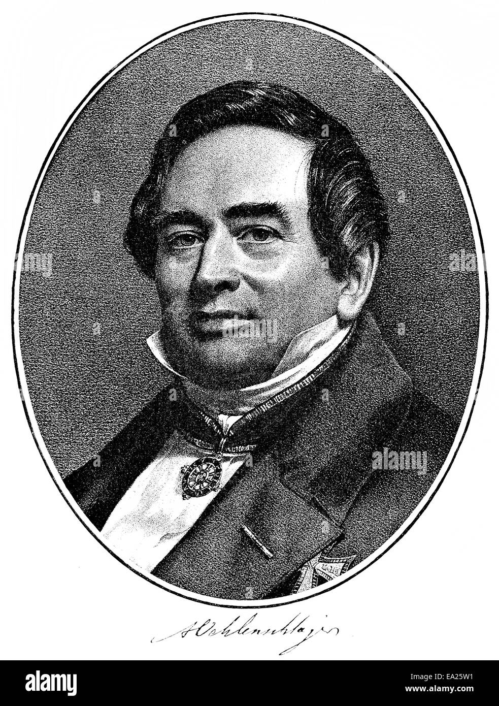 Portrait of Adam Gottlob Oehlenschläger, 1779 - 1850, a Danish poet and ...