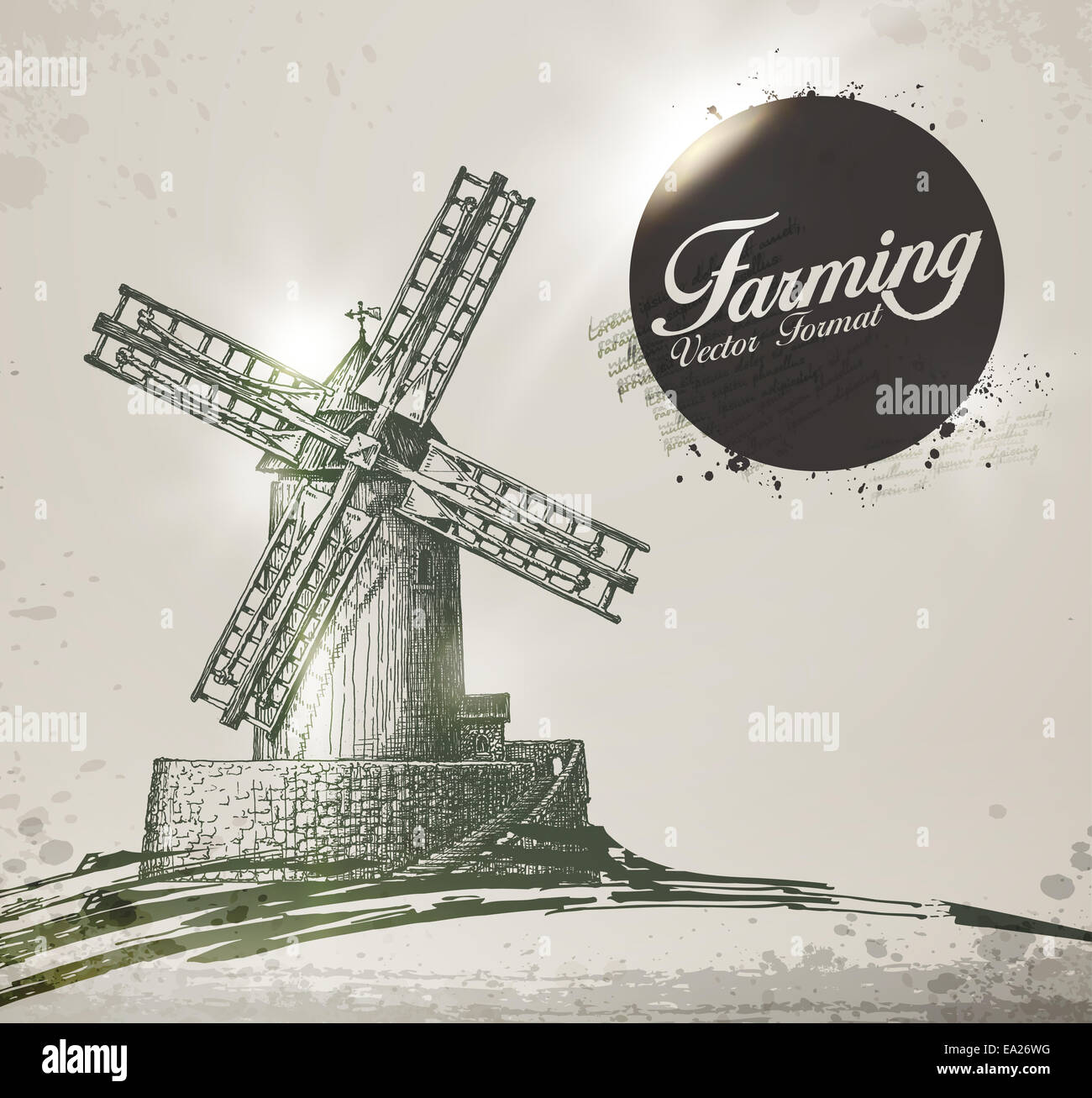 Hand drawn illustration of a mill Stock Photo - Alamy