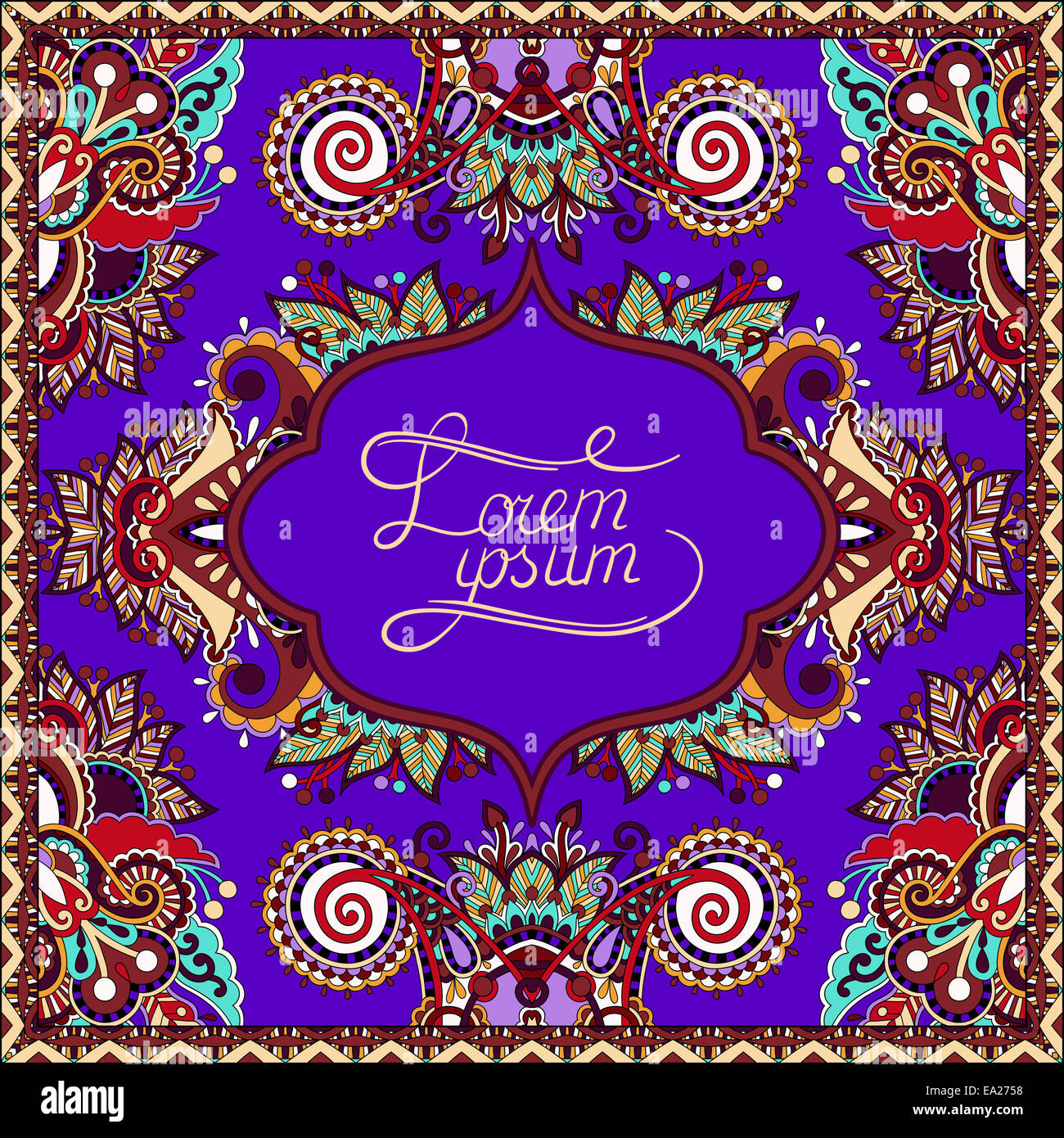 violet colour decorative pattern of ukrainian ethnic carpet desi Stock ...