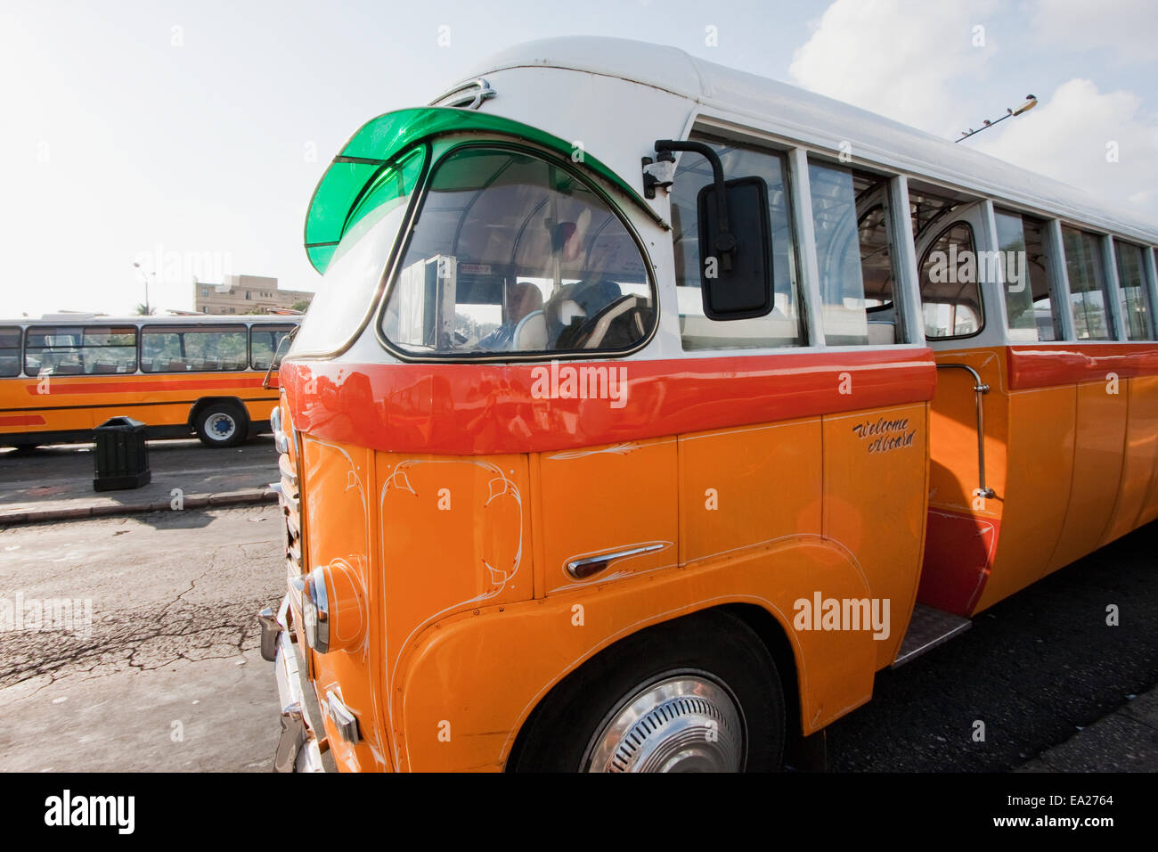 Traditional Maltese Bus On The Terminus, Valletta, Malta Stock Photo ...