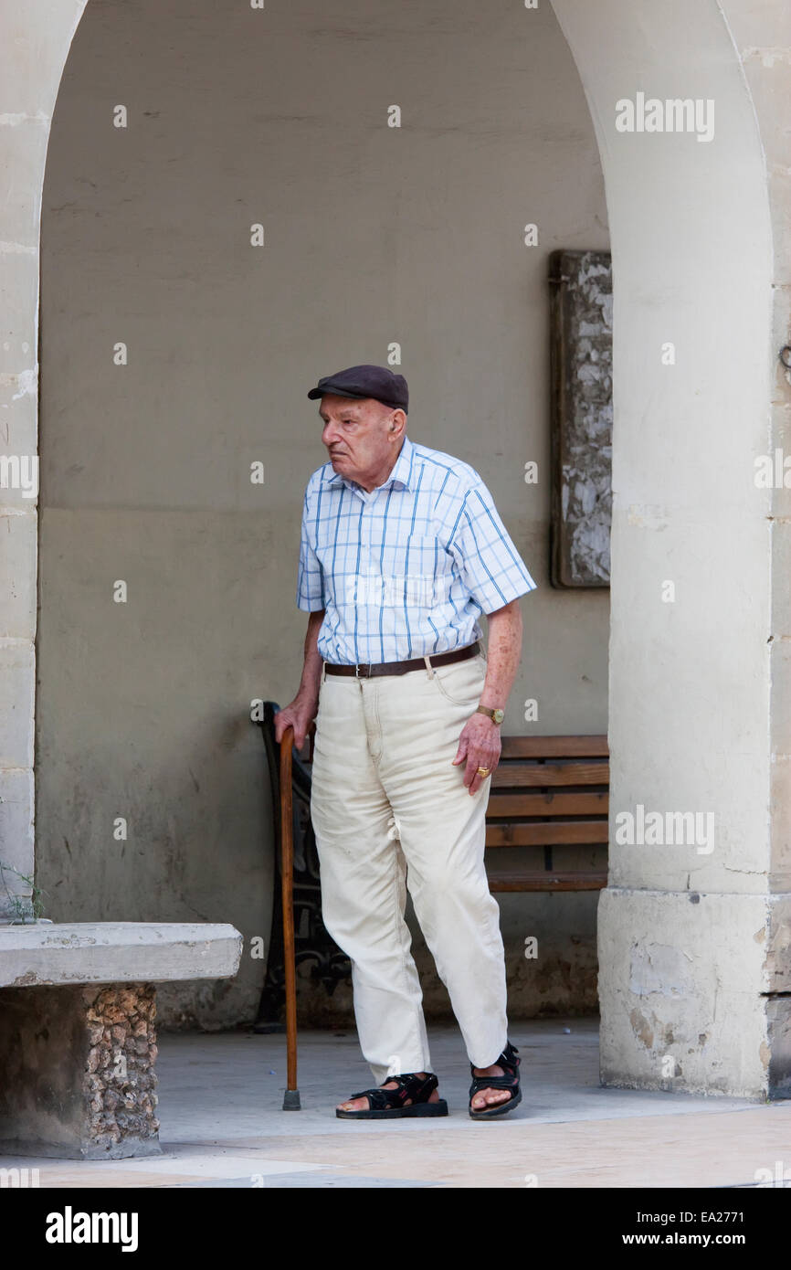 Old Man Walking With A Cane, Rabat, Malta Stock Photo - Alamy