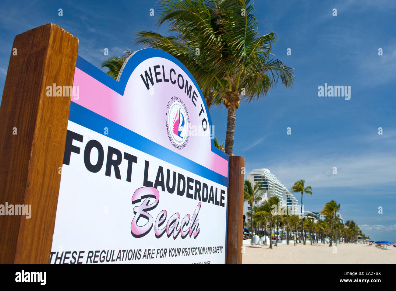 FORT LAUDERDALE BEACH SIGN SEABREEZE BOULEVARD FORT LAUDERDALE FLORIDA ...