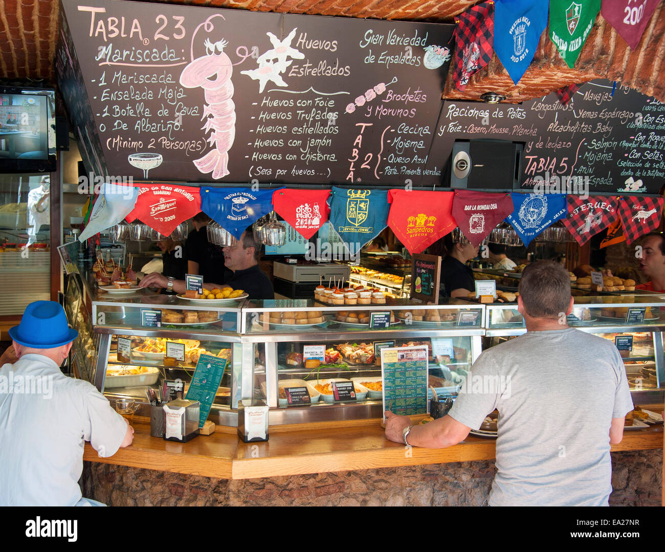 Tapas on display in the showcases of Tapas Restaurant "Cava Aragonesa ...
