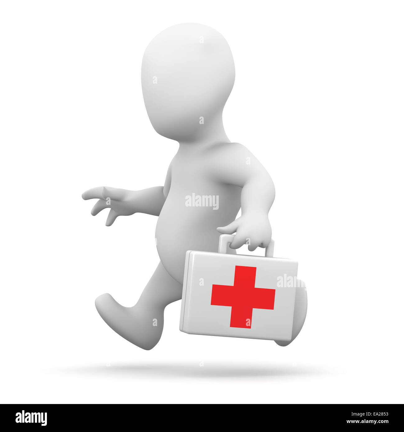 3d render of a little person running with a first aid kit Stock Photo ...