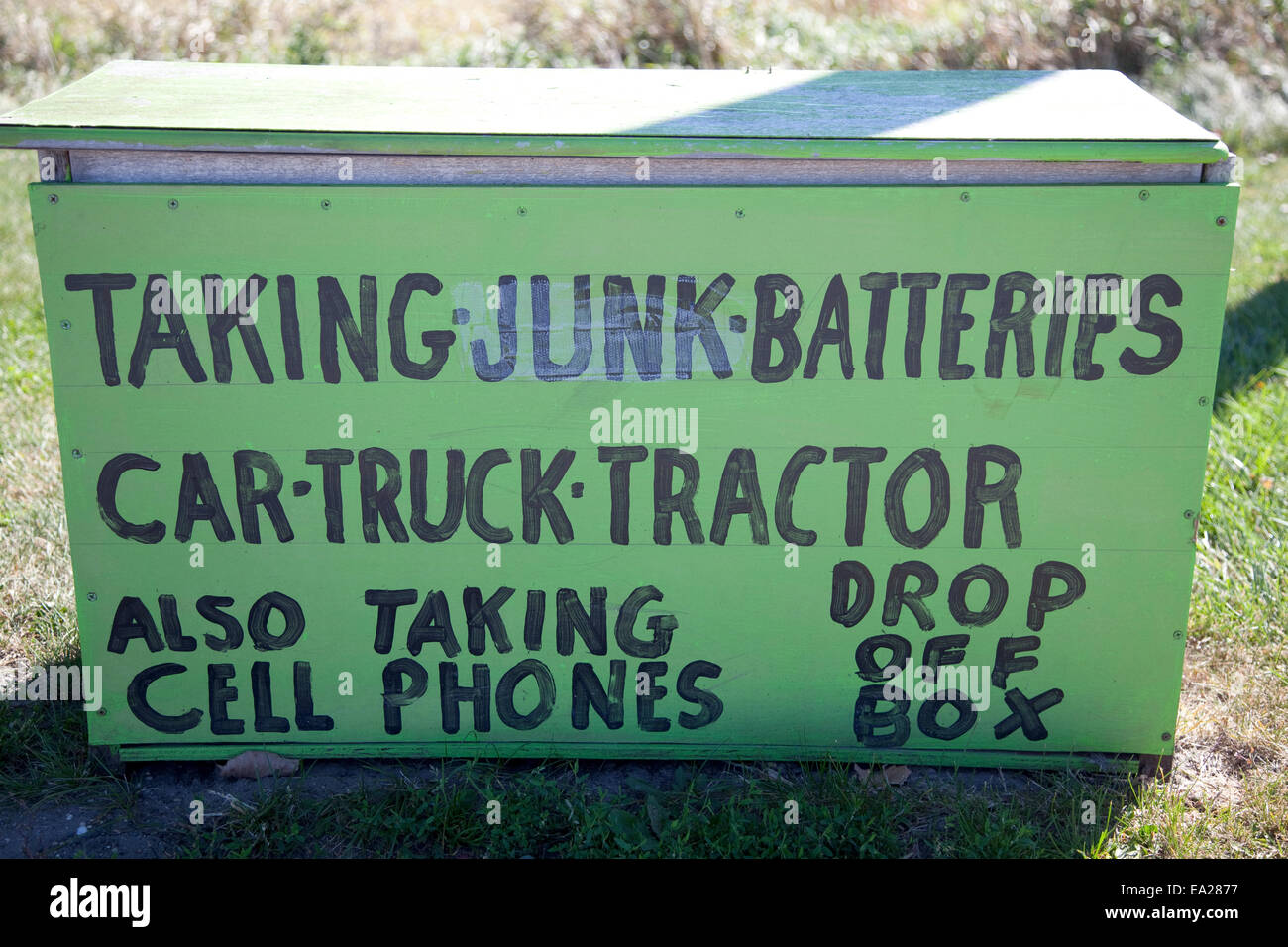 Recycling box for junk batteries and cell phones. Vining Minnesota MN ...