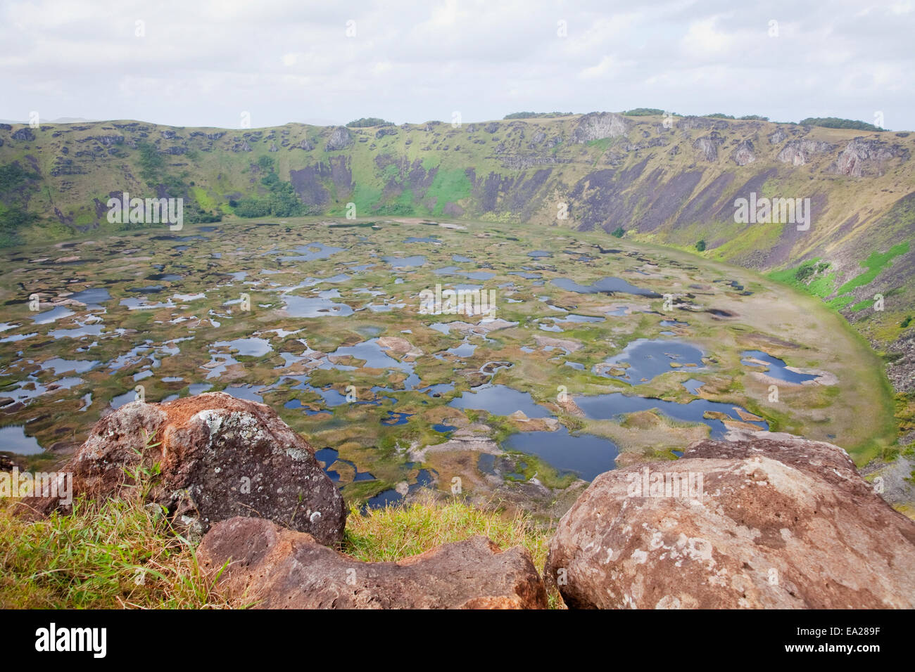 Lagoon Inside The Caldera Of Rano Kau Volcano, As Seen From The Rim ...