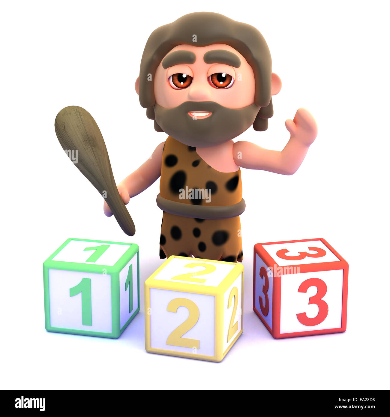 3d render of a caveman with counting blocks Stock Photo - Alamy