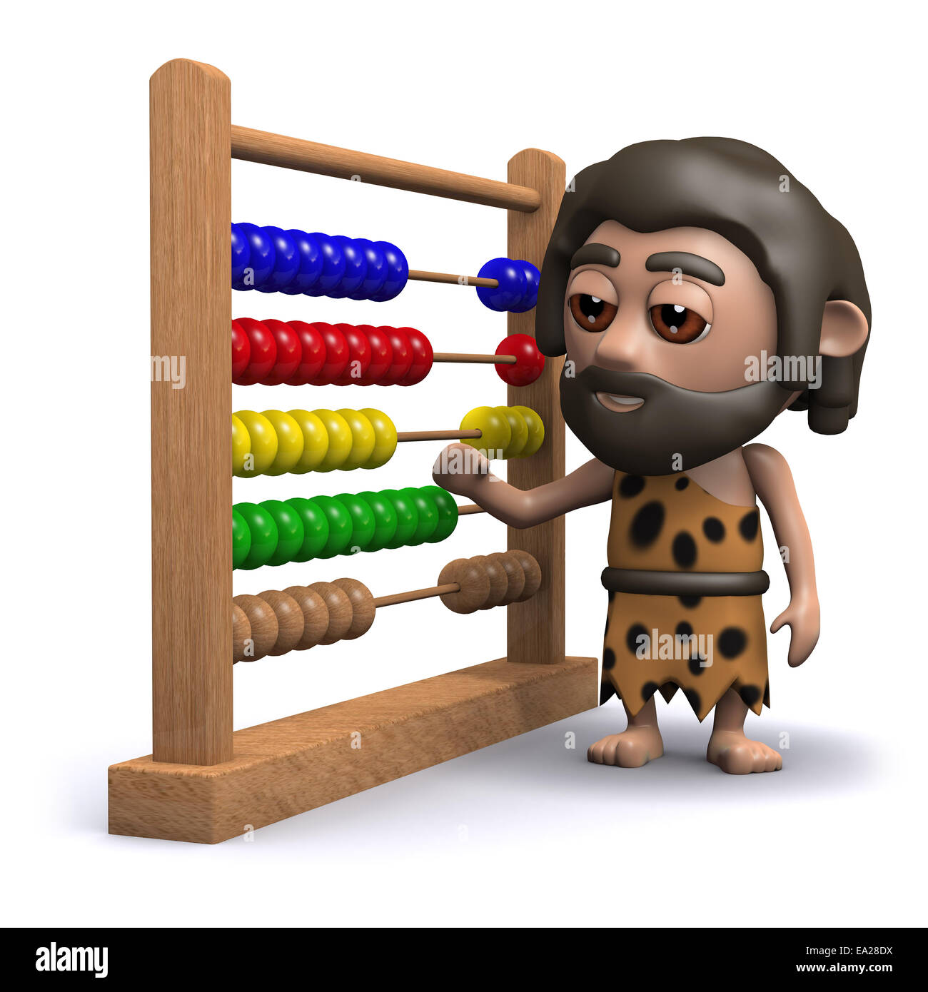 3d render of a caveman with an abacus Stock Photo - Alamy