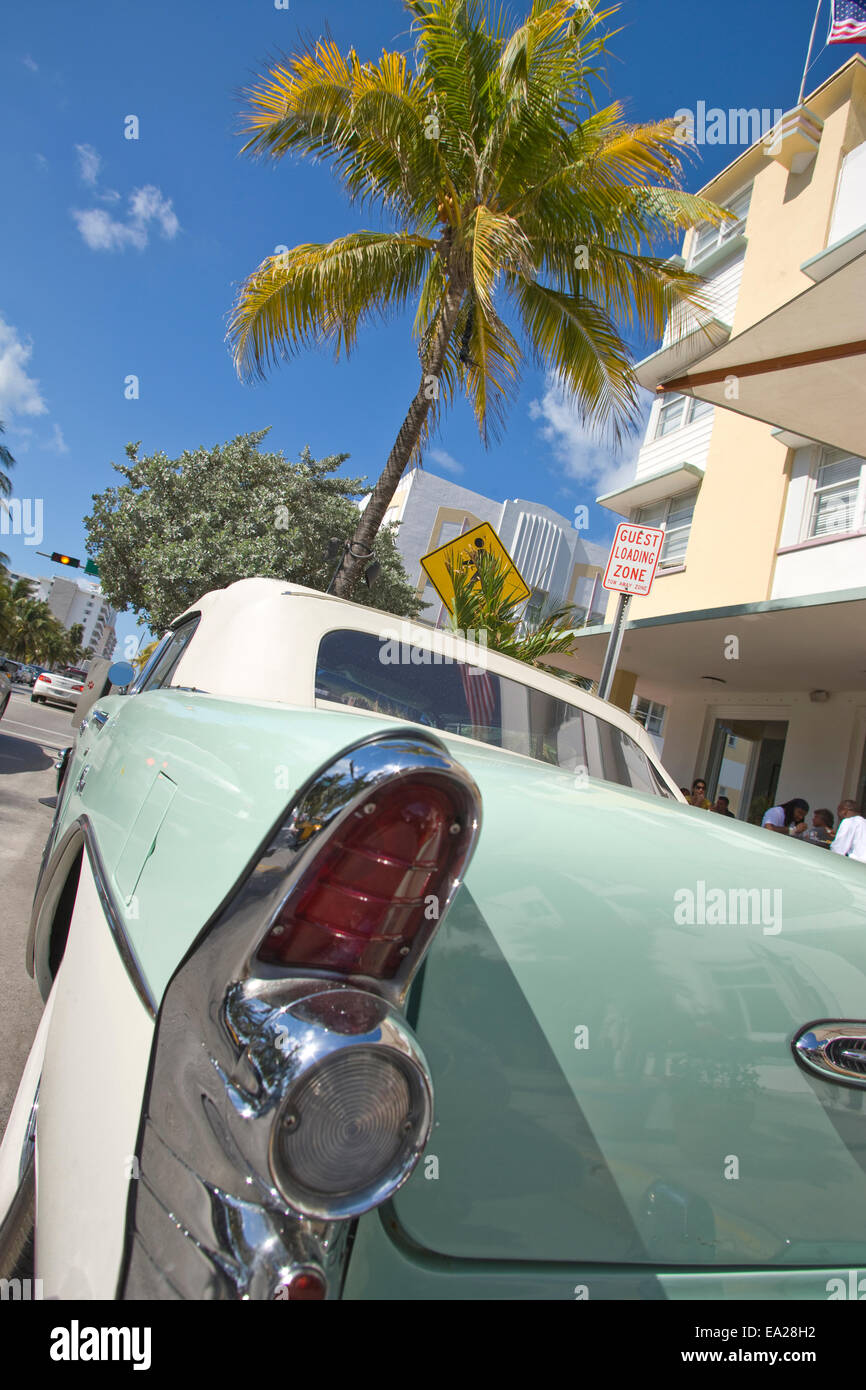 TAIL FIN 1950S AUTOMOBILE OCEAN DRIVE SOUTH BEACH MIAMI BEACH FLORIDA ...