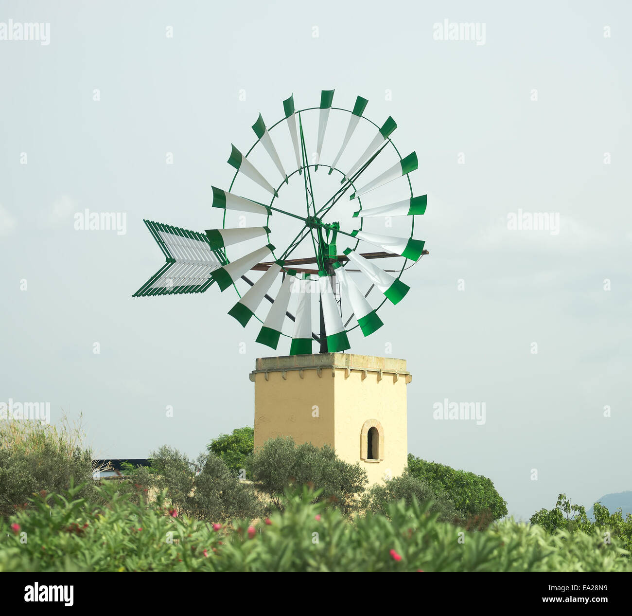 Portrait of classic round tower windmill Stock Photo - Alamy