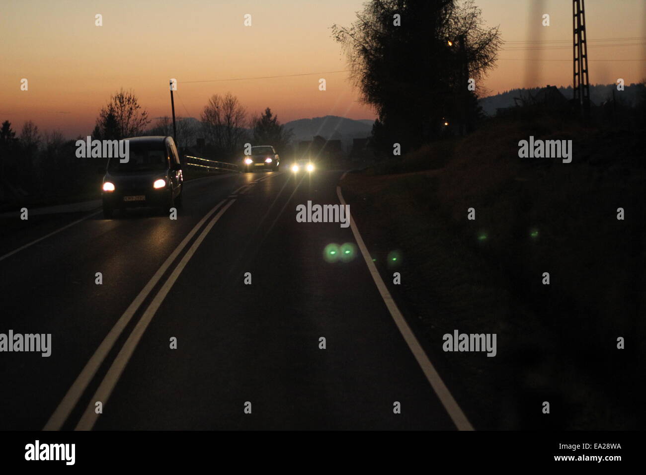 Rural road travel night hi-res stock photography and images - Alamy
