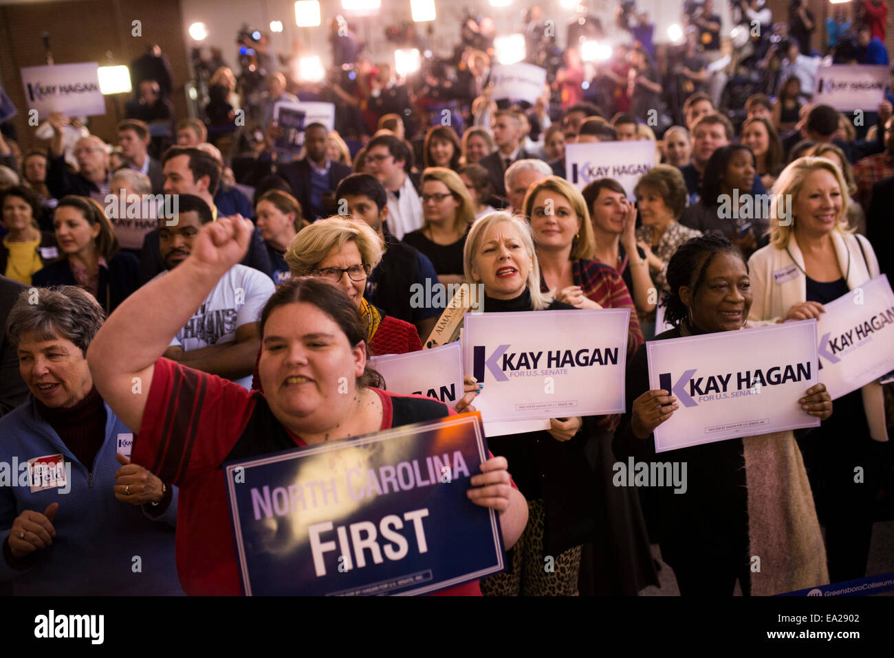 Greensboro, North Carolina, USA. 4th Nov, 2014. Supporters wait for ...