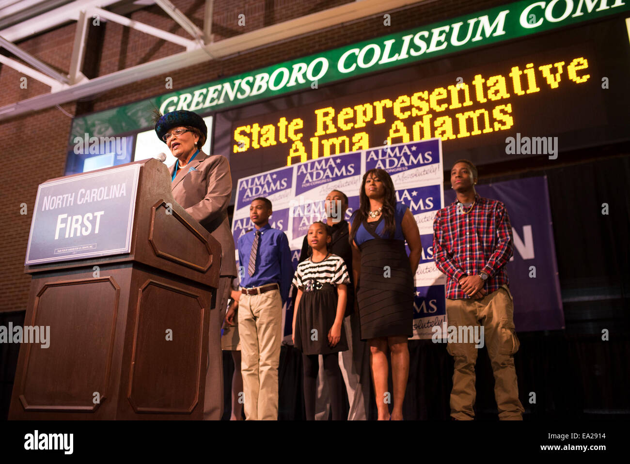 Greensboro, North Carolina, USA. 4th Nov, 2014. ALMA ADAMS announces ...