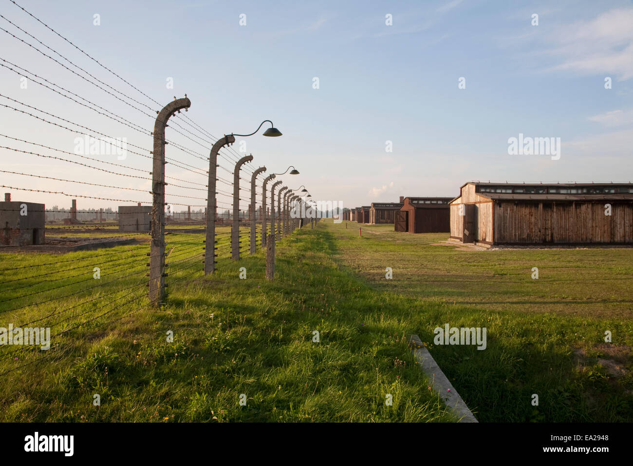 Electrified Barbed Wire Fence Along The Medical Barracks, Auschwitz ...