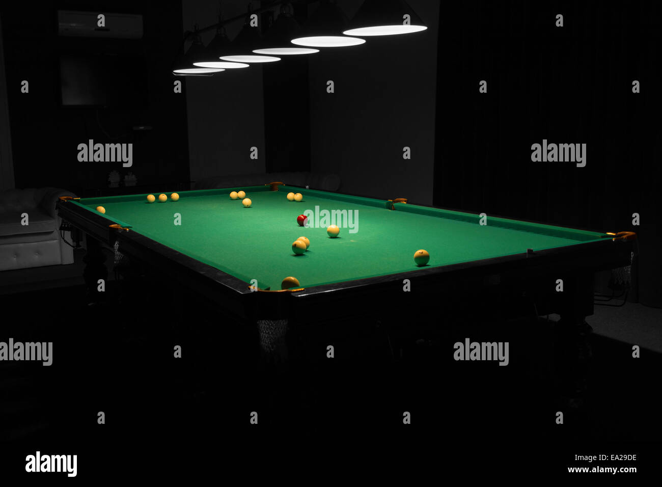 Baize billiard table illuminated in hi-res stock photography and images ...