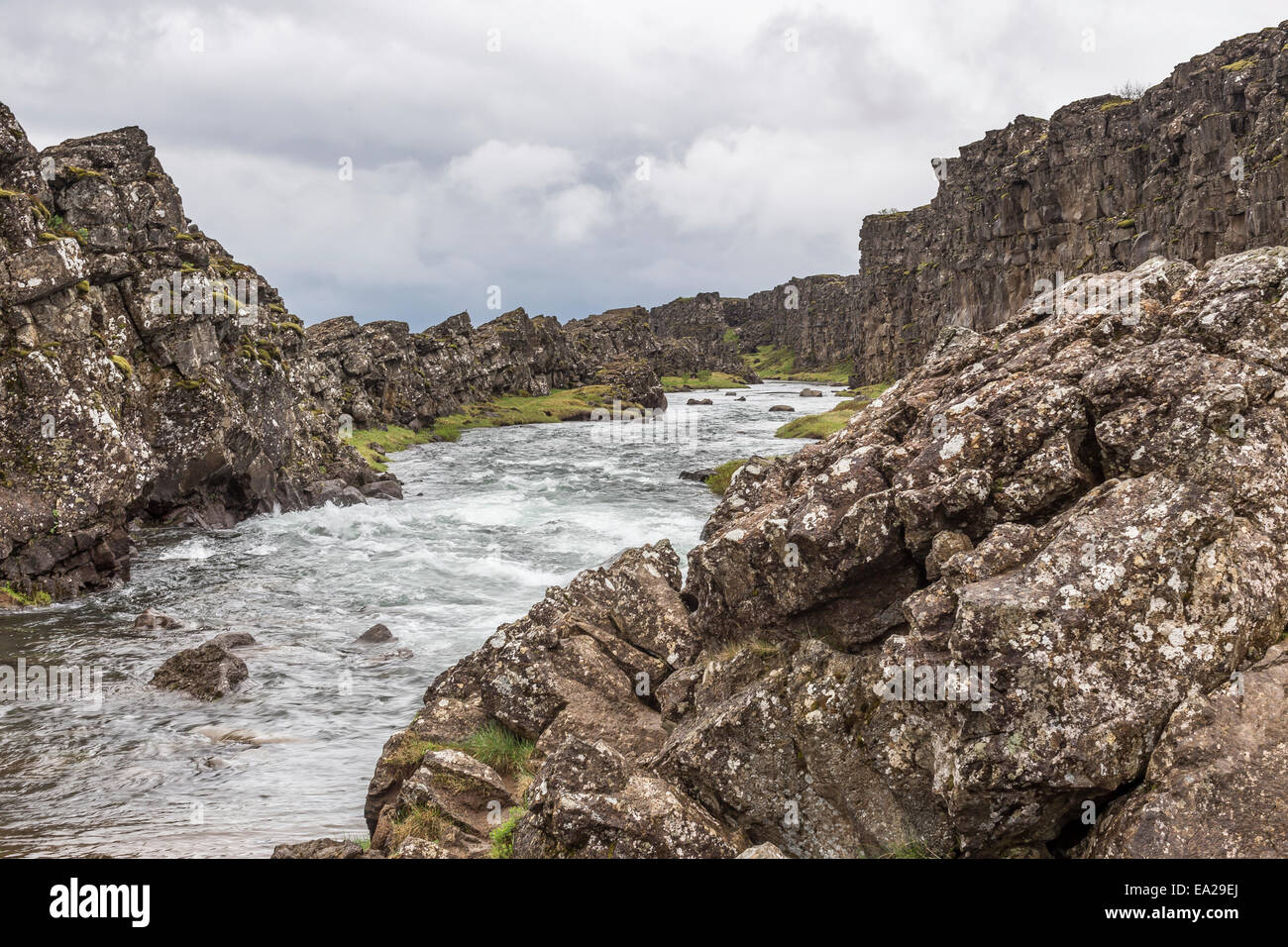 Iceland Golden Circle tectonic plates and streams at Þingvellir Stock ...