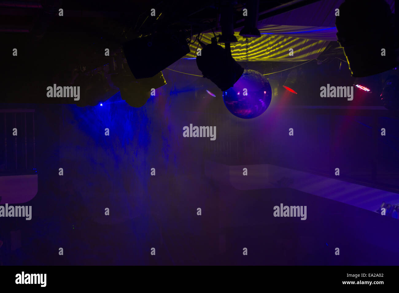 Empty Night Club Lit by Colored Spotlights Stock Photo - Alamy