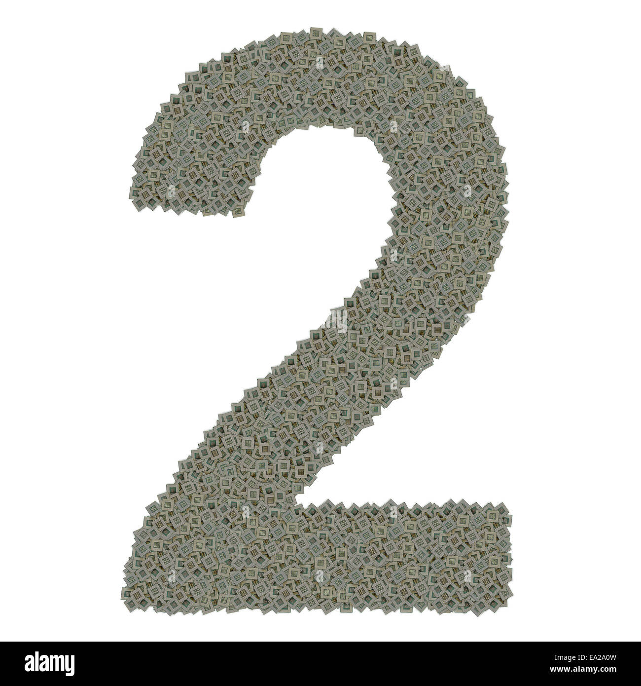 number 2 made of old and dirty microprocessors Stock Photo - Alamy