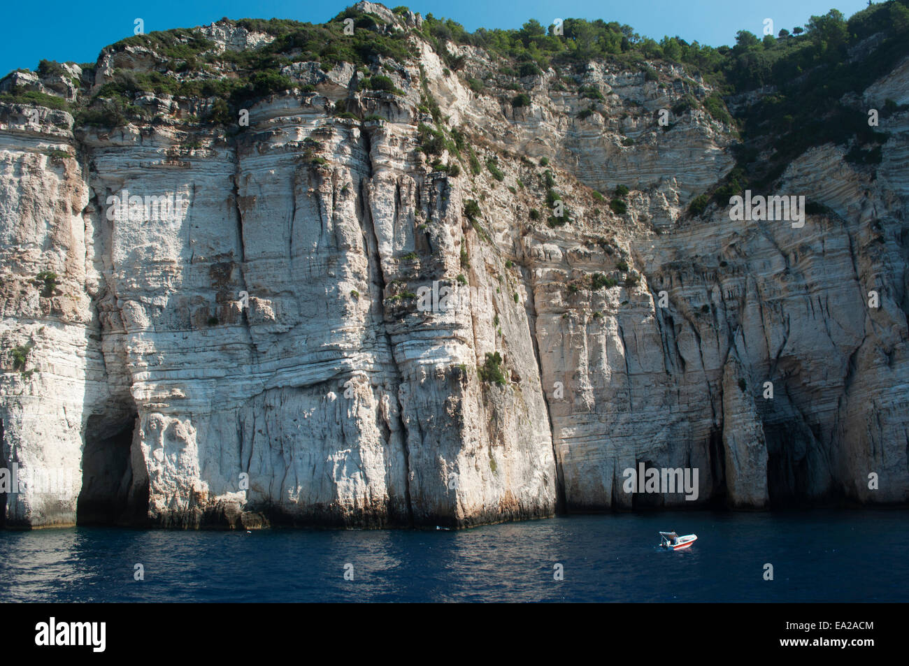 White Cliffs and small boat Stock Photo - Alamy
