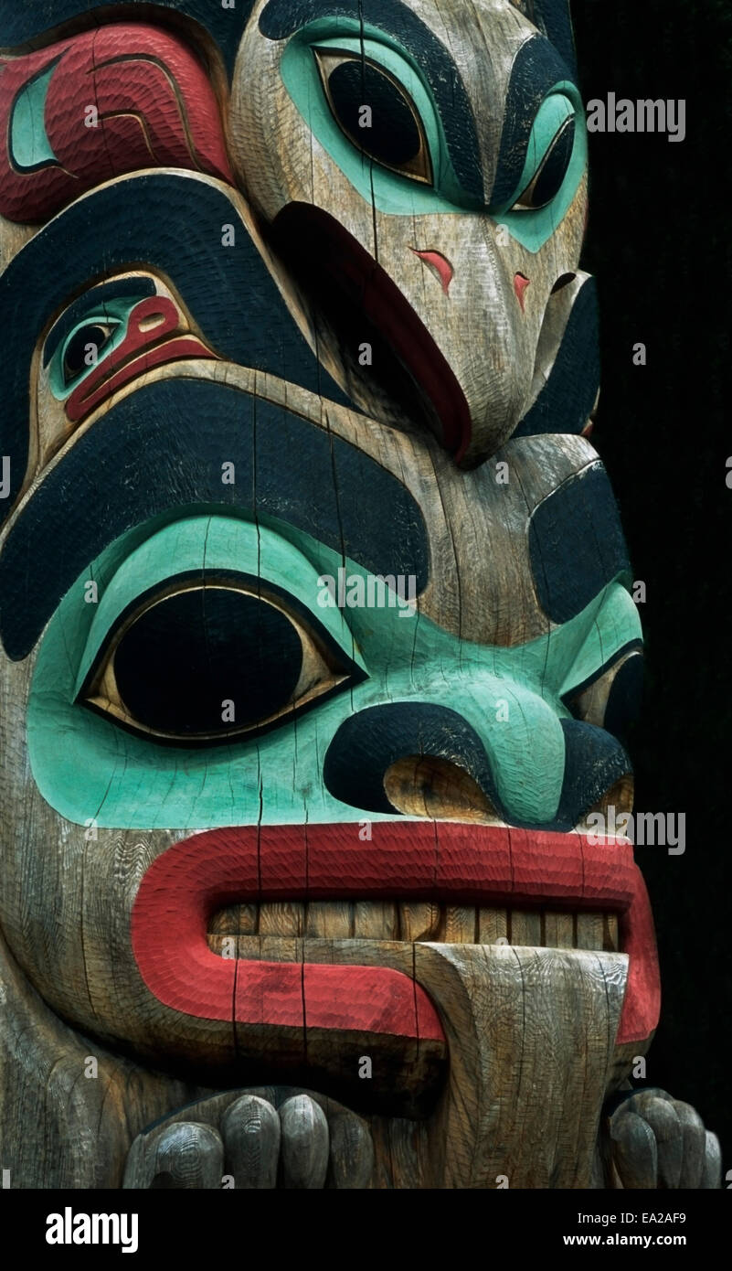 One of many Totem Poles in the Totem Bight State Park near Ketchikan ...