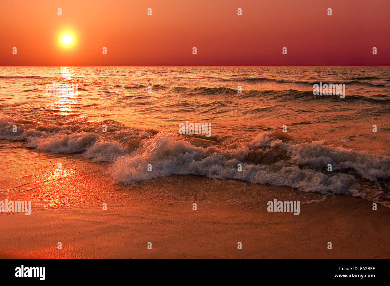 Sundown over the sea Stock Photo - Alamy