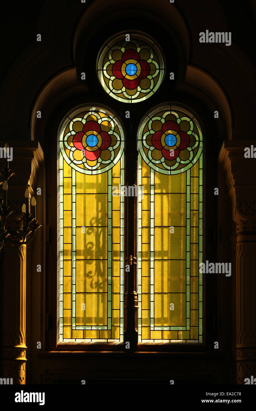 Stained glass window in the Russian Orthodox Saint Simeon's Church in ...