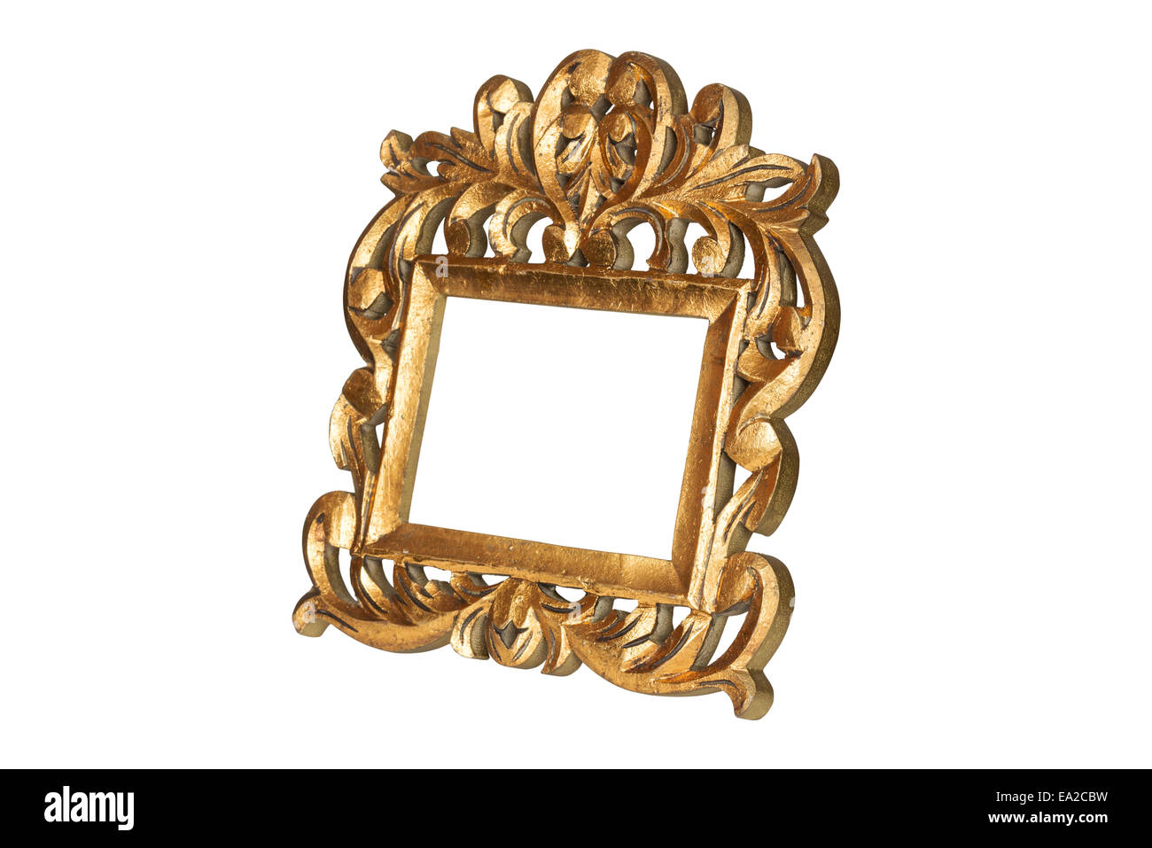 Golden picture frame isolated on white background with clipping path ...