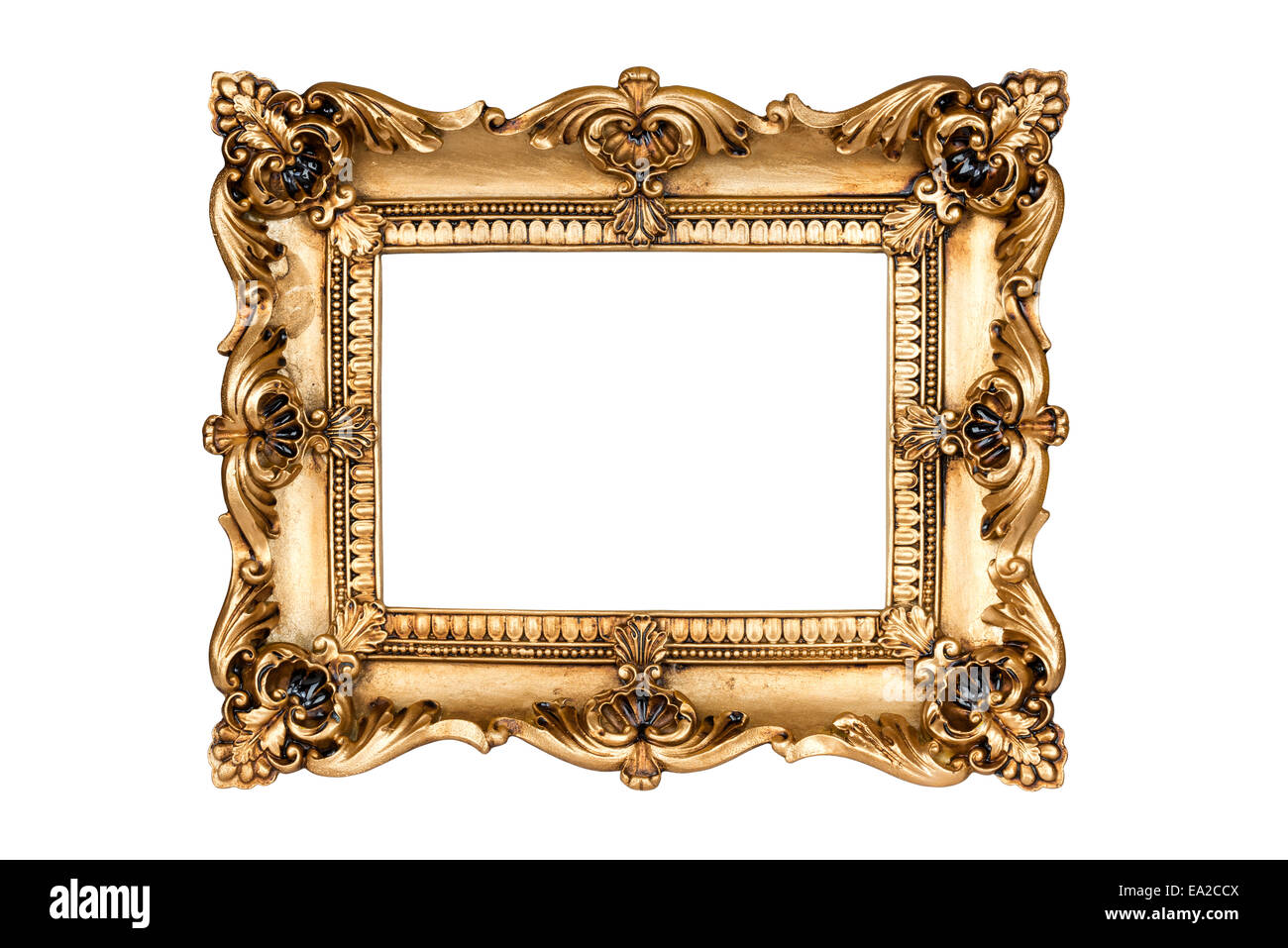 Golden picture frame isolated on white background with clipping path ...