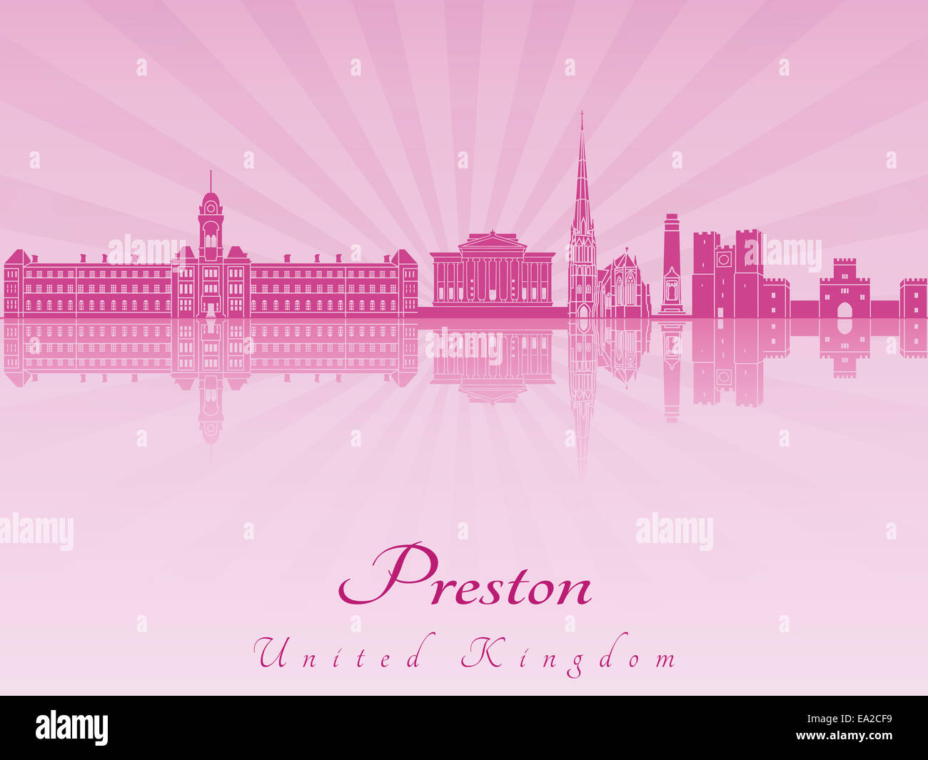 Preston skyline in purple Stock Photo - Alamy