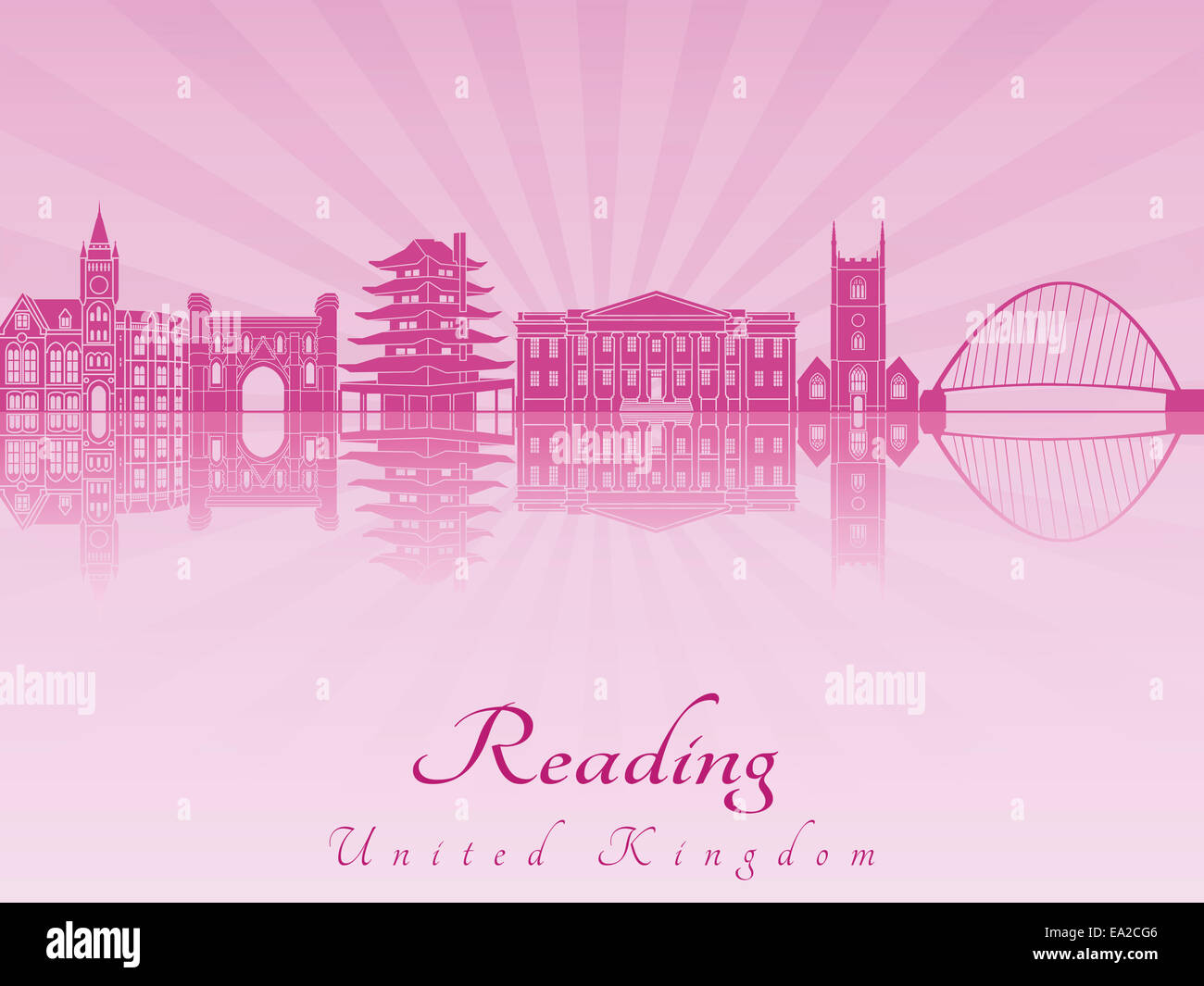 Reading skyline in purple Stock Photo - Alamy