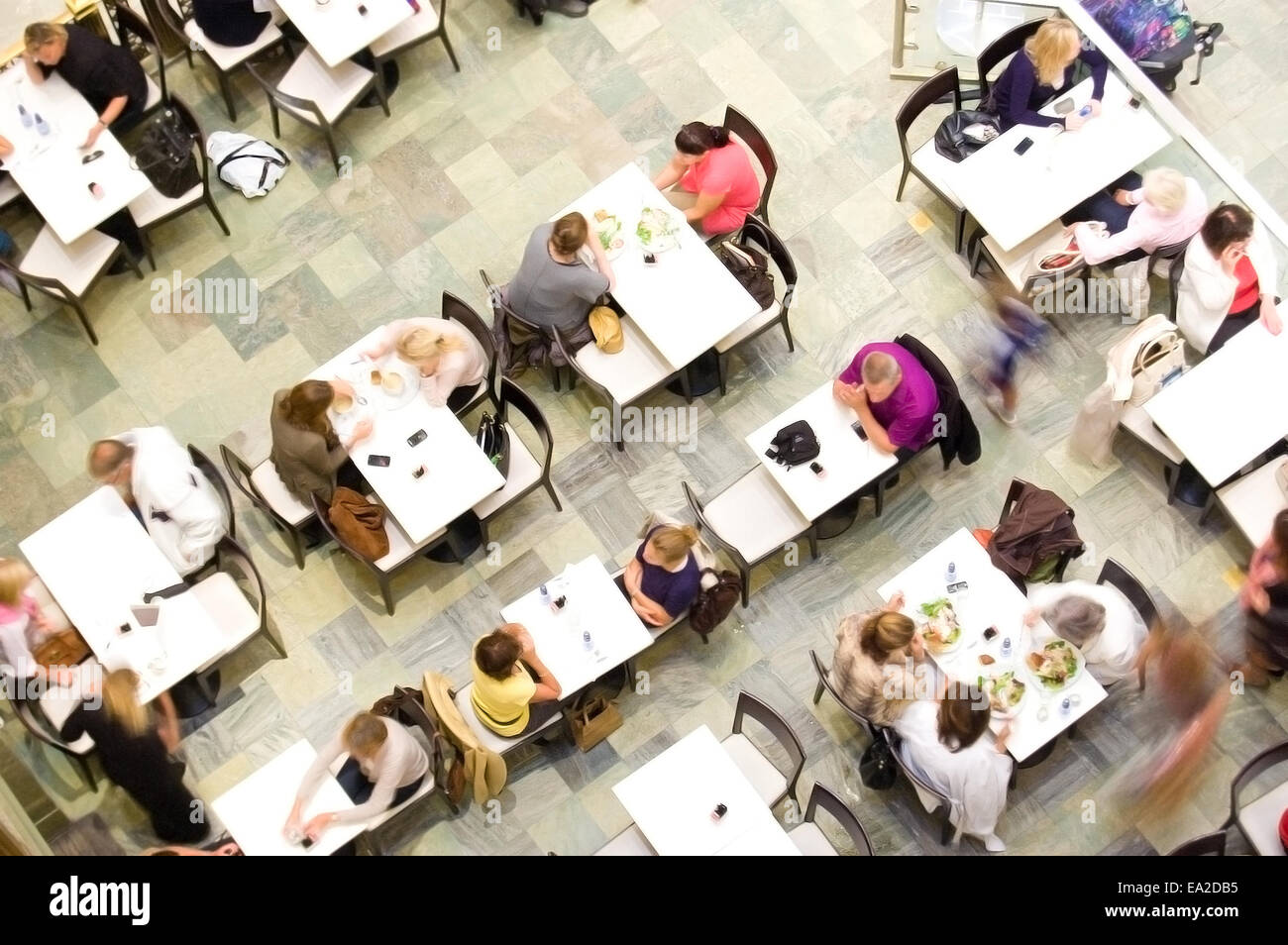 Food ang drink conceptual image. Cafeteria from above with a lot of ...