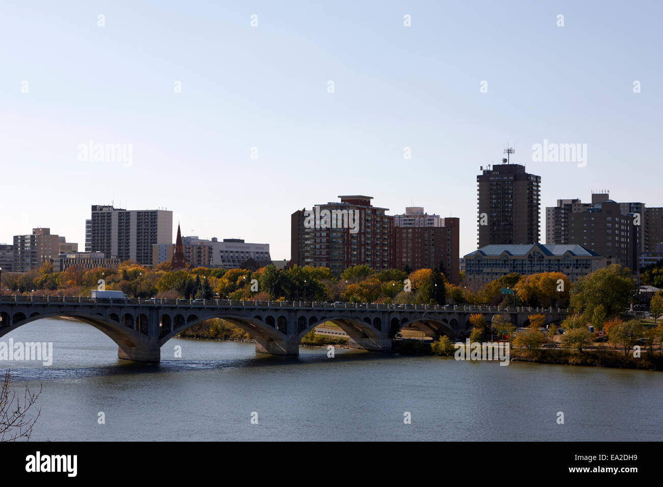broadway bridge and view of downtown saskatoon over the south ...