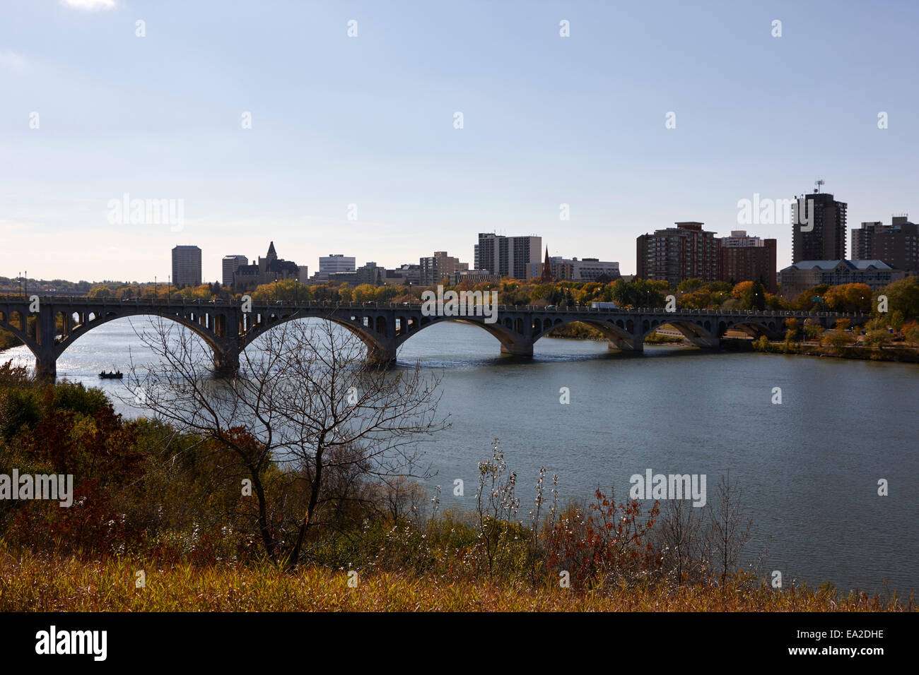 broadway bridge and view of downtown saskatoon over the south ...