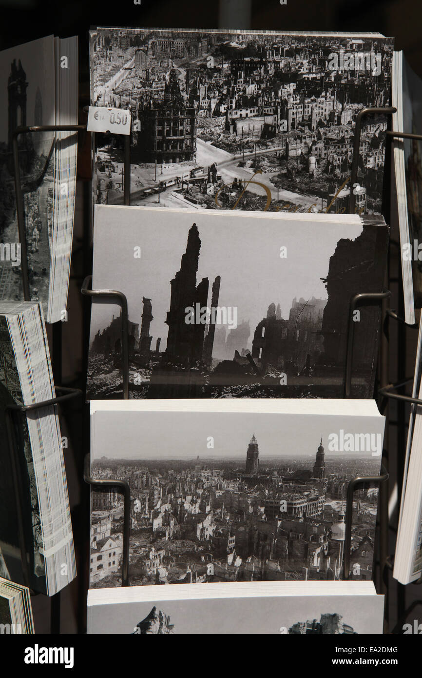 Dresden landmarks after bombing attacks in February 1945. Postcards in ...