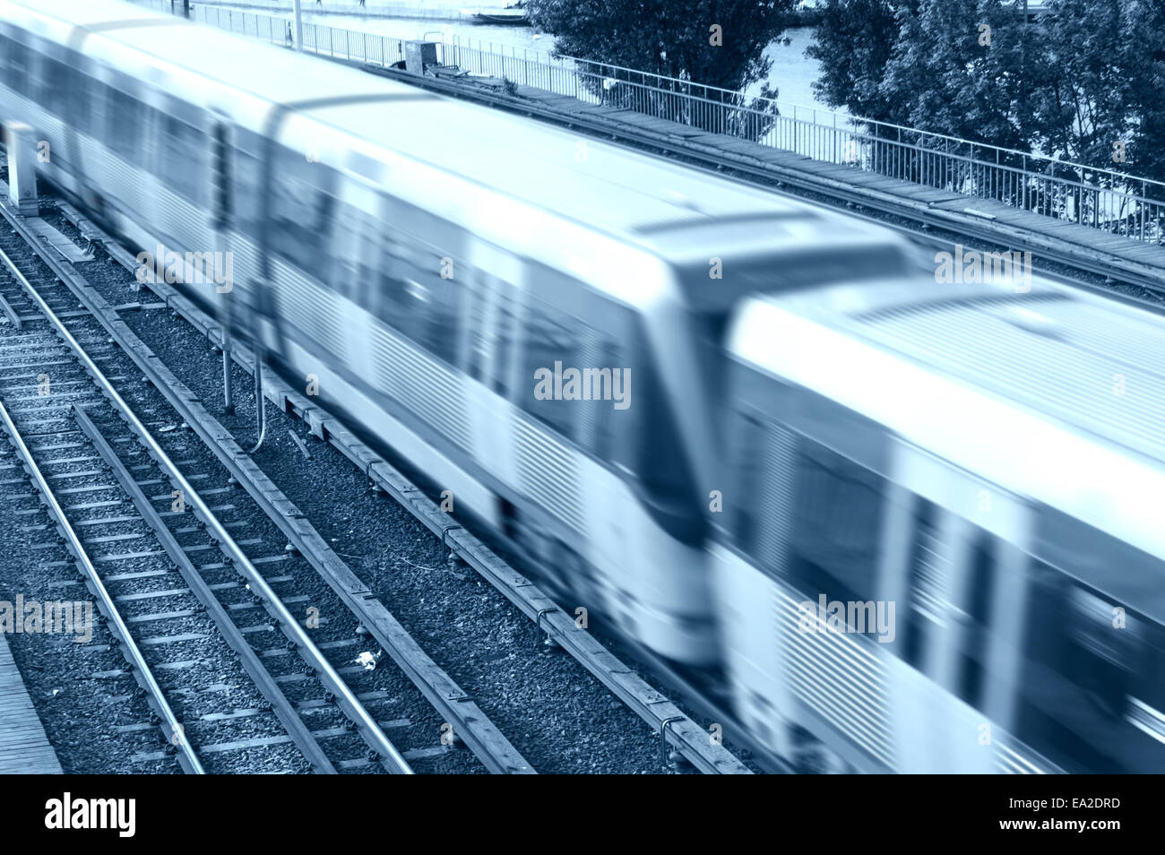 Train on rails hi-res stock photography and images - Alamy