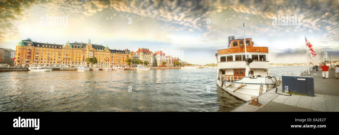 Scandinavia. Panorama of port in Stockholm Stock Photo - Alamy