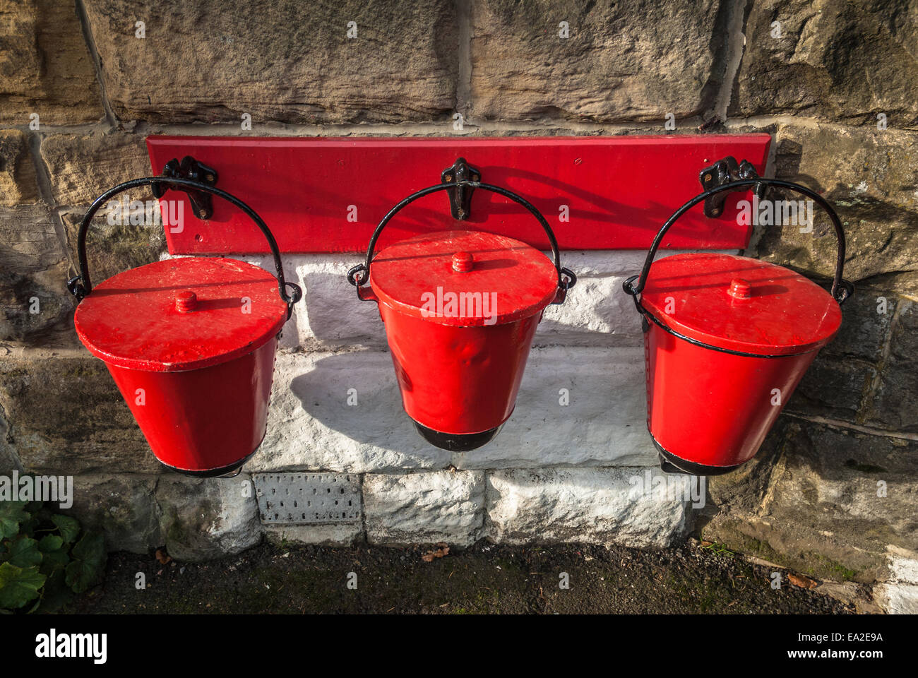 Retro fire buckets old railway hi-res stock photography and images - Alamy