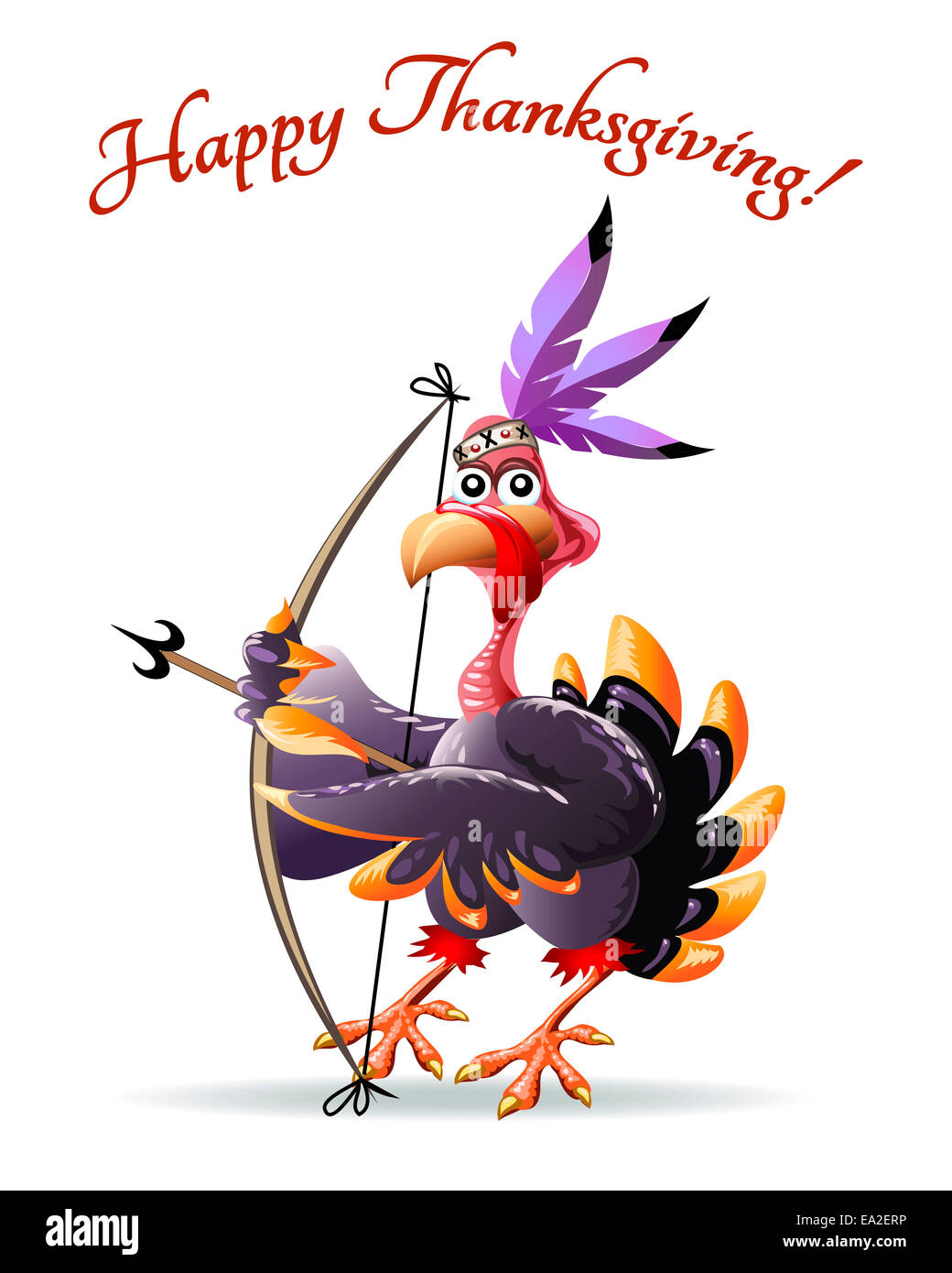 Turkey with bow thankgiving greeting card Stock Photo - Alamy