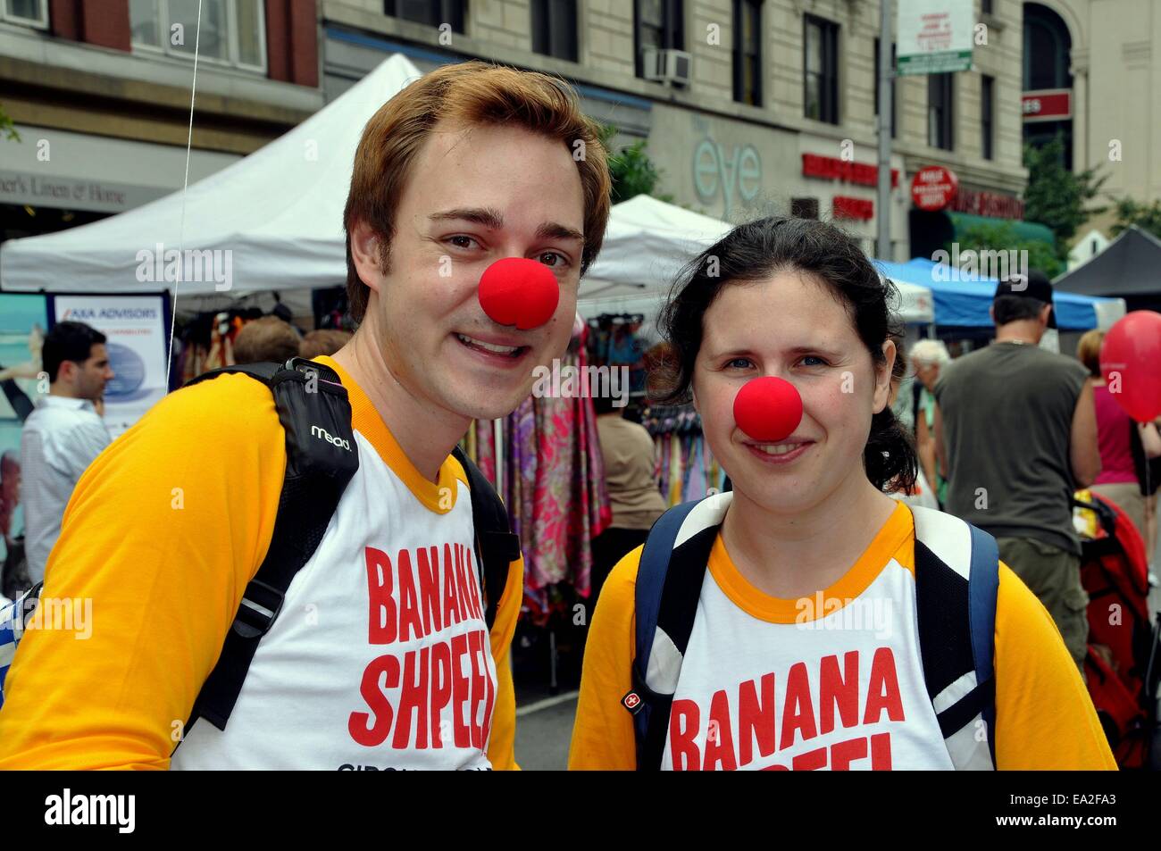 NYC: Performers sporting red clown noses promote Cirque du Soleil's ...