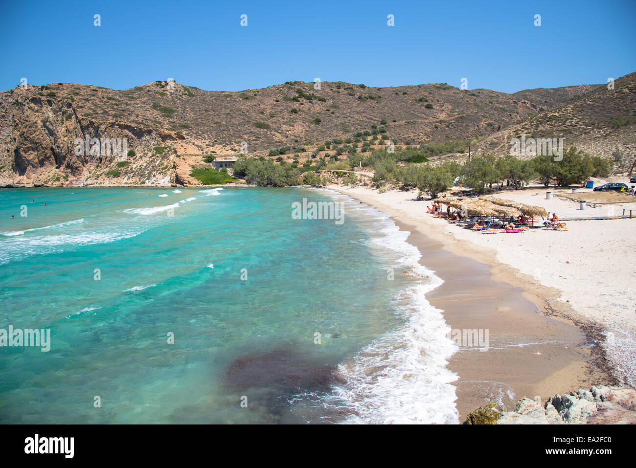bay at plathiena at milos in greece Stock Photo - Alamy