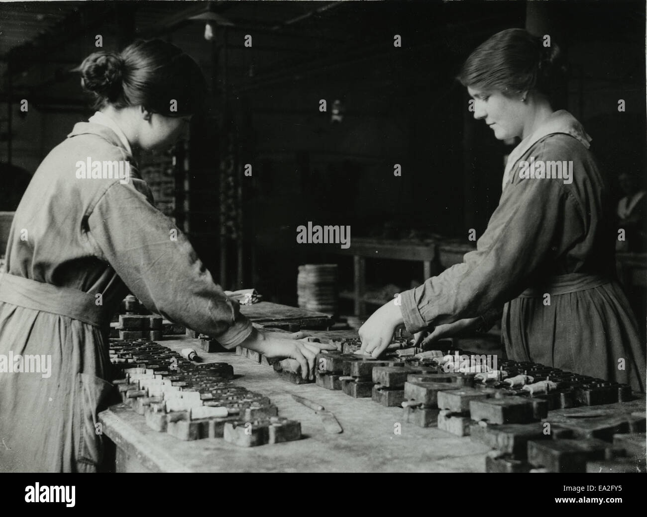 A photograph of British women rubber workers in Lancashire during World ...