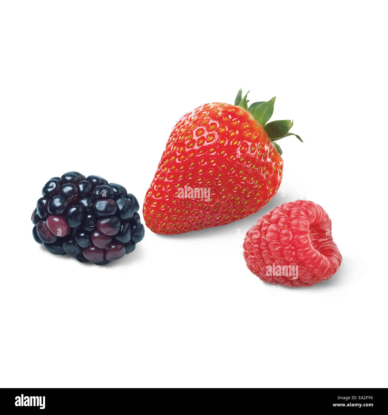 Blackberry, strawberry and raspberry on white background Stock Photo ...