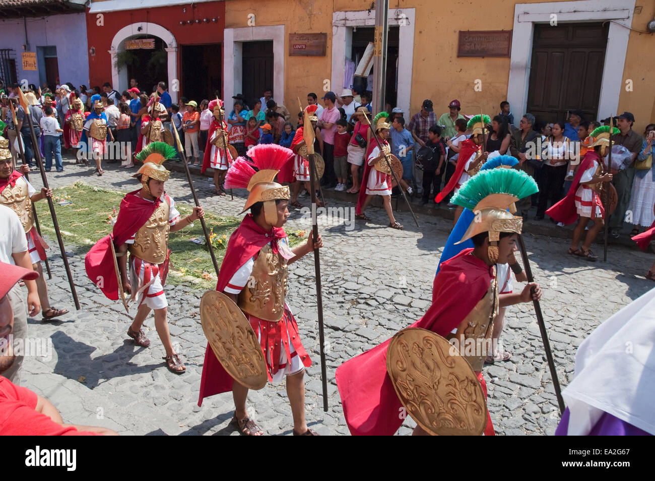Men Dressed As Roman Soldiers At The Procession Of The Holy Cross On ...