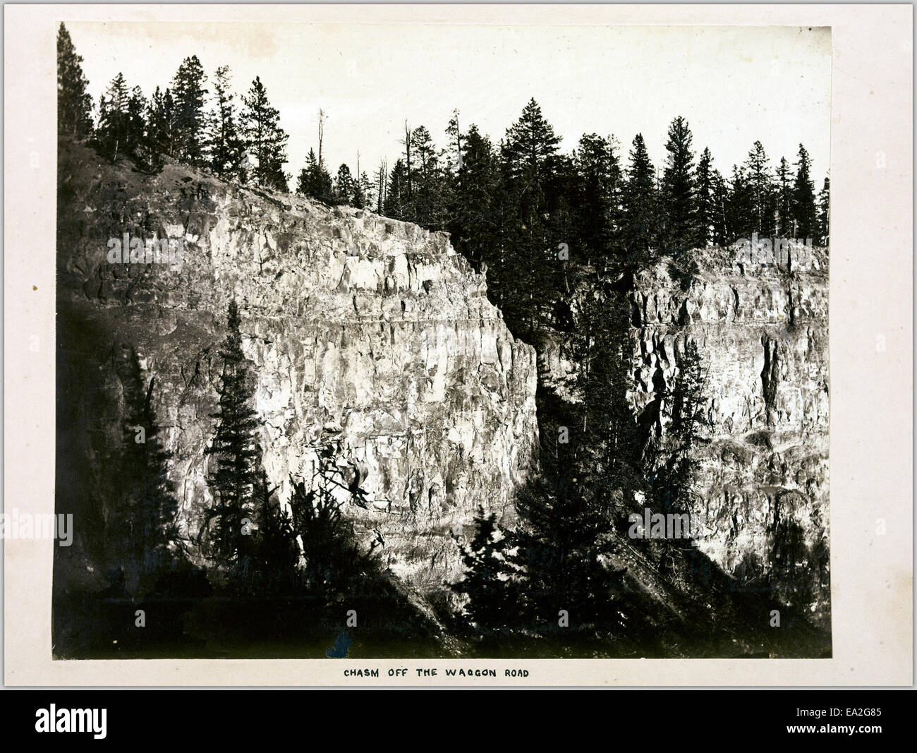 A photograph showing a chasm located off a wagon road, illustrating the ...