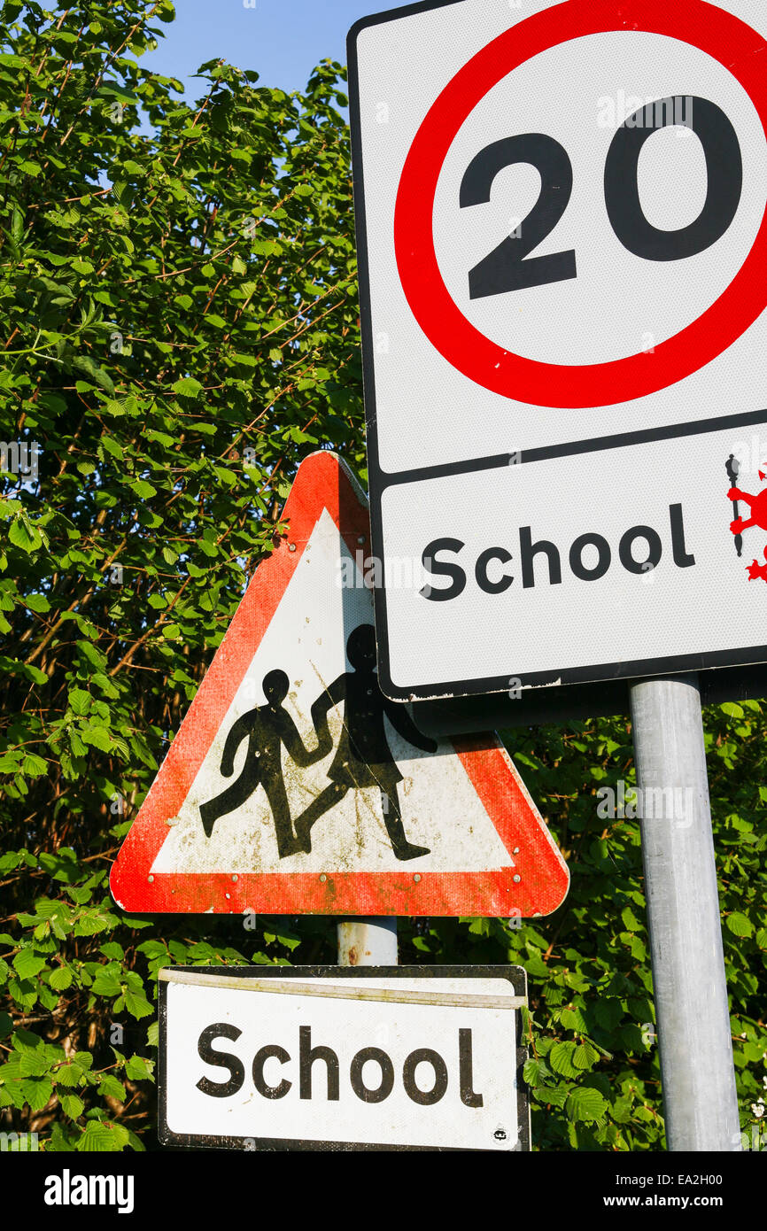 School road signs in South Cheriton, South Somerset; Somerset, England ...