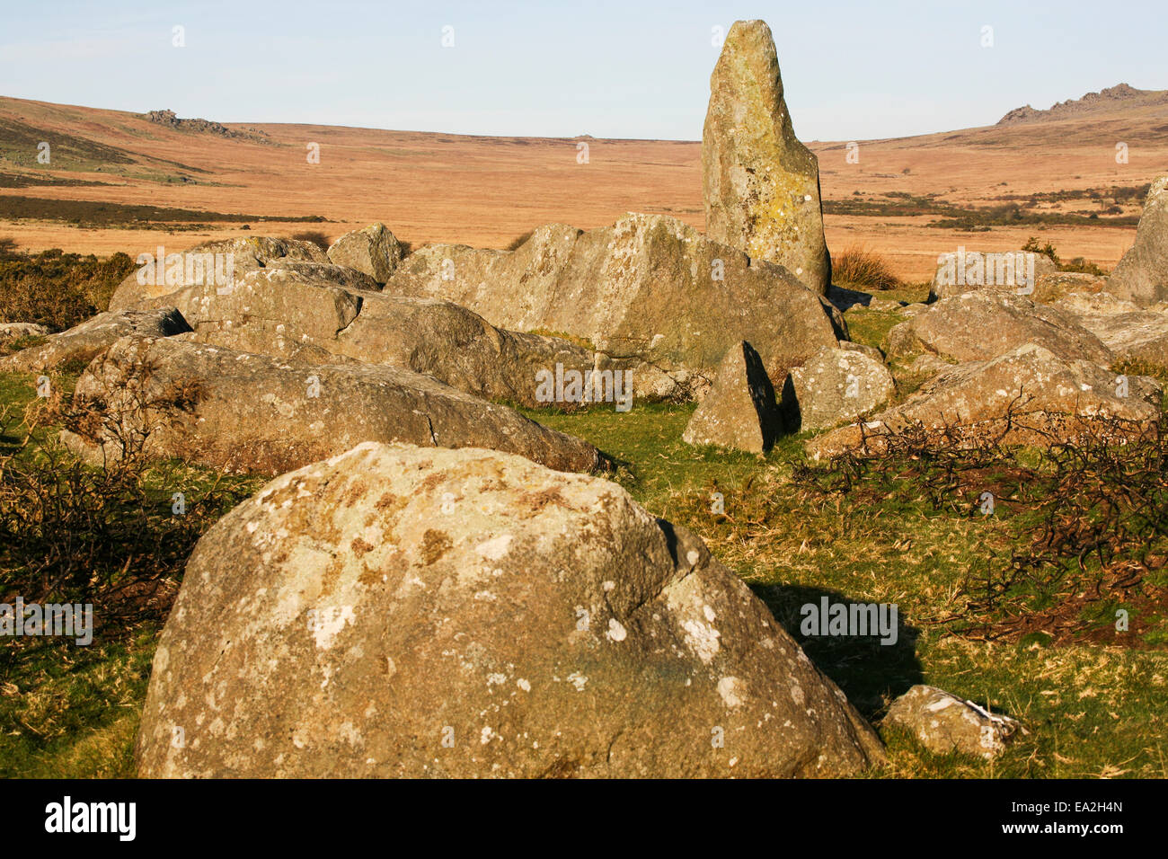 Blue stone pillar in a field near village of Mynachlog-ddu ...