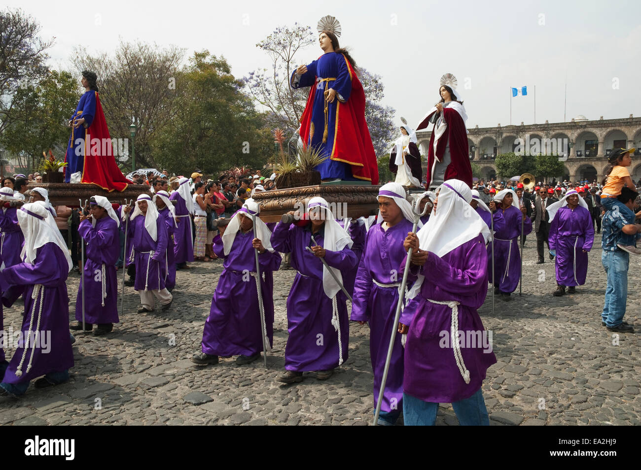 Men Carrying The Andas (Floats) Of Saints During The Procession Of The ...