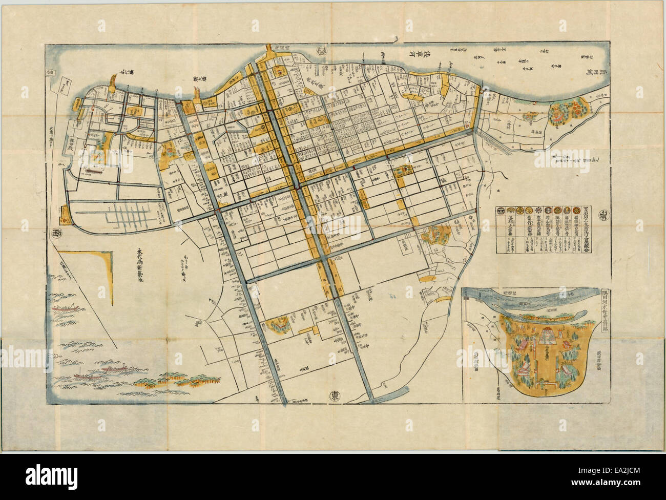 A detailed plan of Honjo, a district in Edo (modern Tokyo), showing its ...