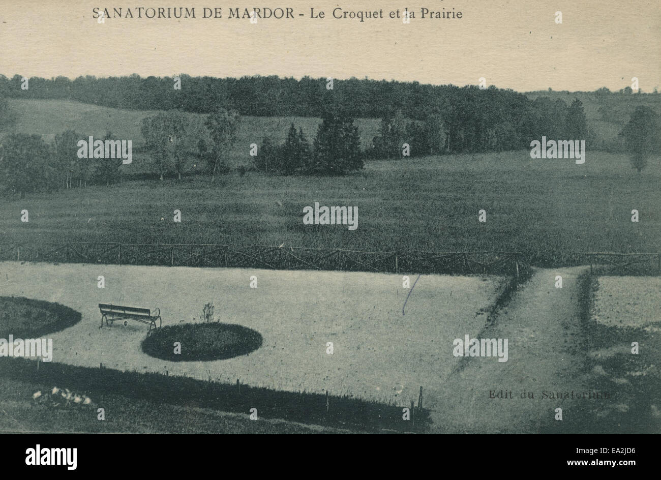 This vintage artwork, titled 'Le croquet et la prairie,' depicts a ...